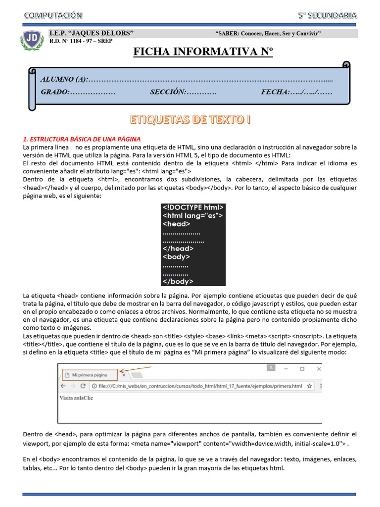 Etiquetas de Texto I - Semana 2 - 3 A | PDF | HTML | ciberespacio