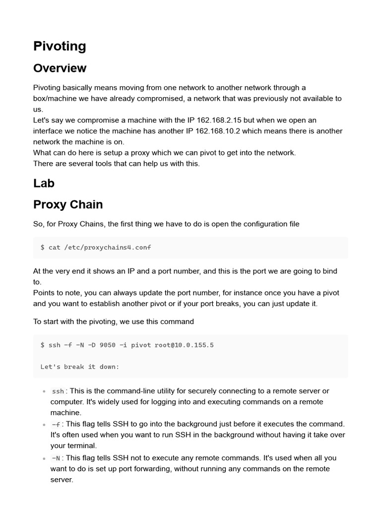 Pivoting | PDF | Secure Shell | Proxy Server
