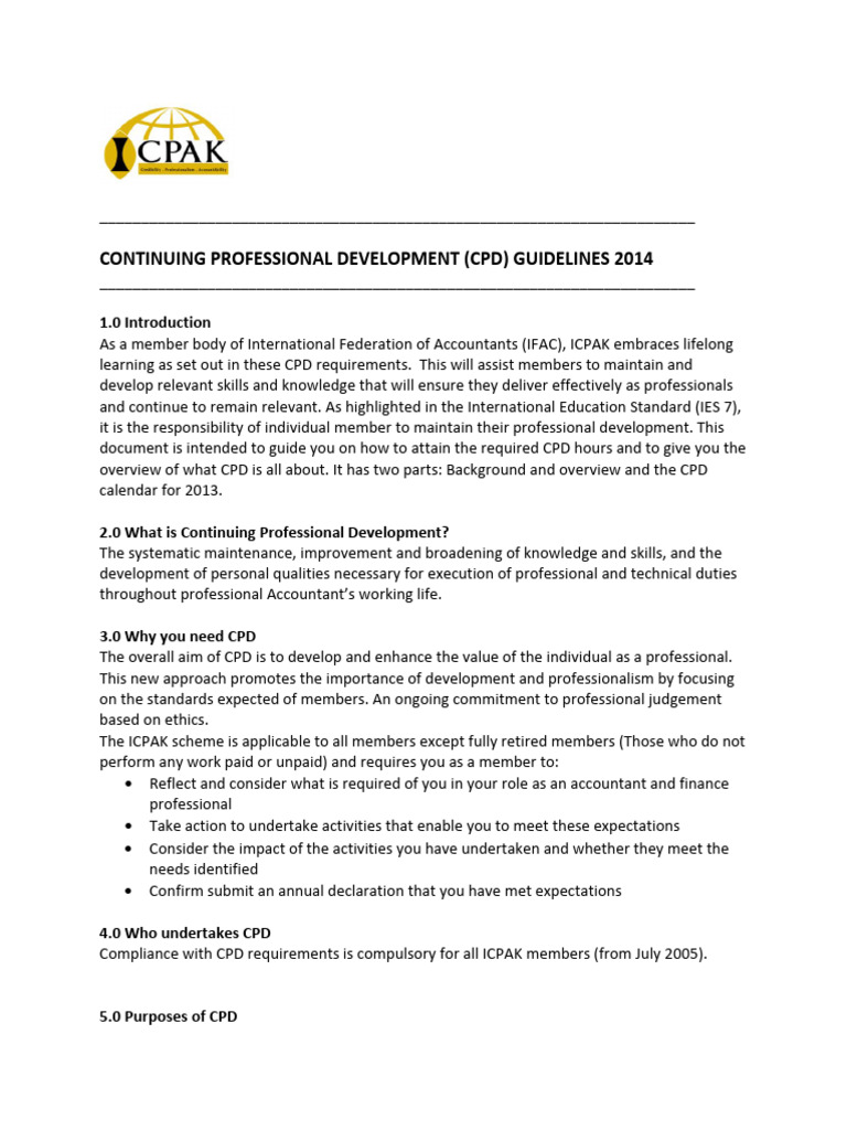 Icpak CPD Guide | PDF | Professional Development | Accounting