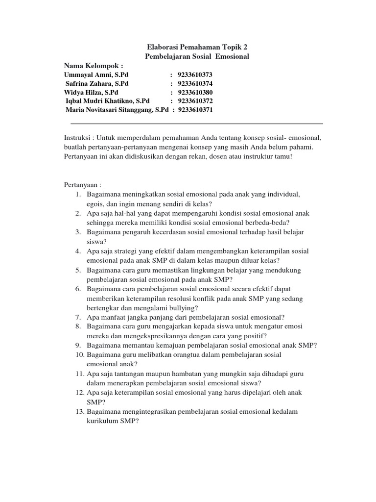 Elaborasi Pemahaman Topik 2. | PDF
