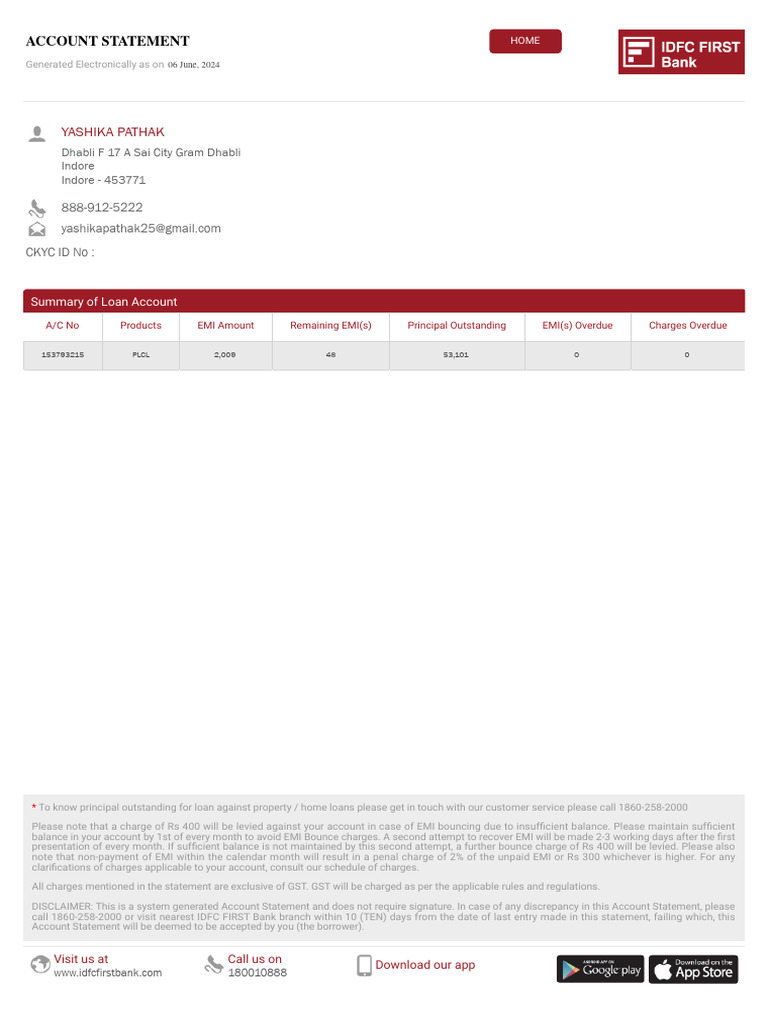 Statement of Accounts - 113057576 | PDF | Loans | Mortgages