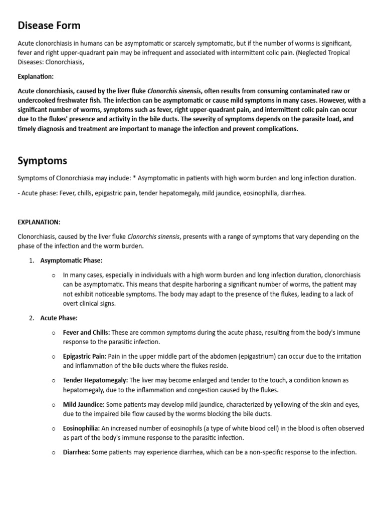 Disease Form, Symptoms, Prevention and Control Explanation | PDF | Infection | Clinical Medicine
