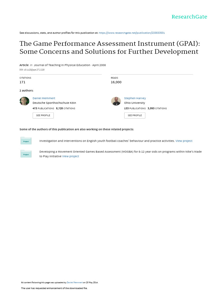 Game Performance Assessment Review | PDF | Validity (Statistics)