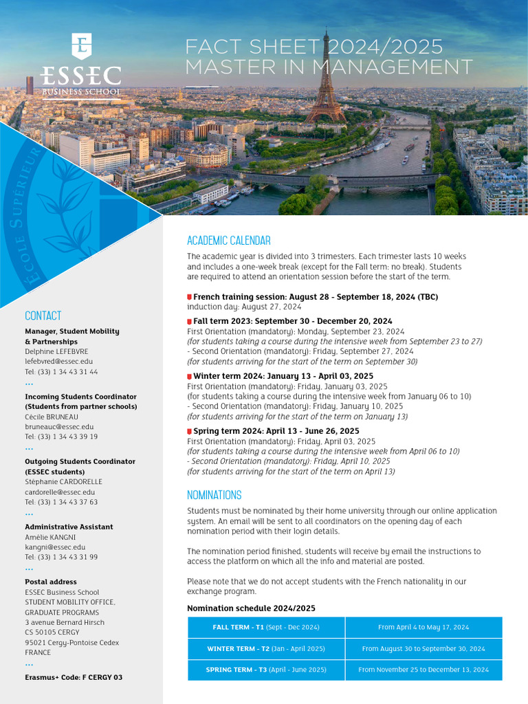 ESSEC Academic Calendar 2024-2025 | PDF | Travel Visa | Master Of ...