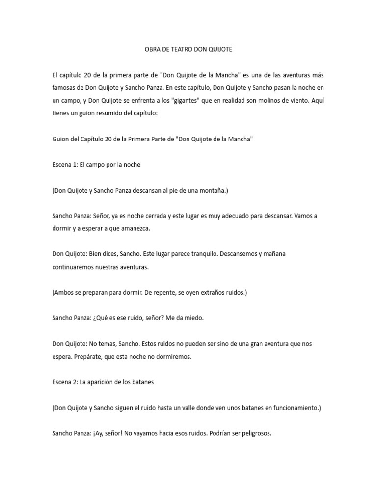 OBRA DE TEATRO DON QUIJOTE 1 | PDF