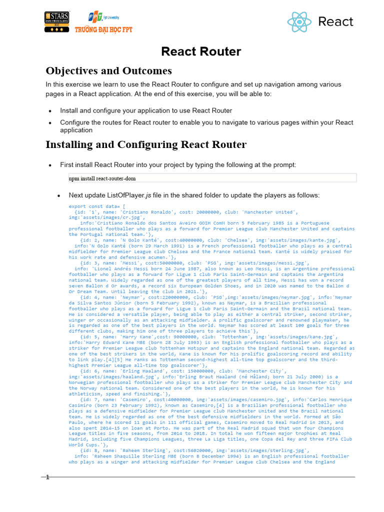 Exercise 12_React Router | PDF | Forward (Association Football ... Exercise 12_React Router | PDF | Forward (Association Football ...