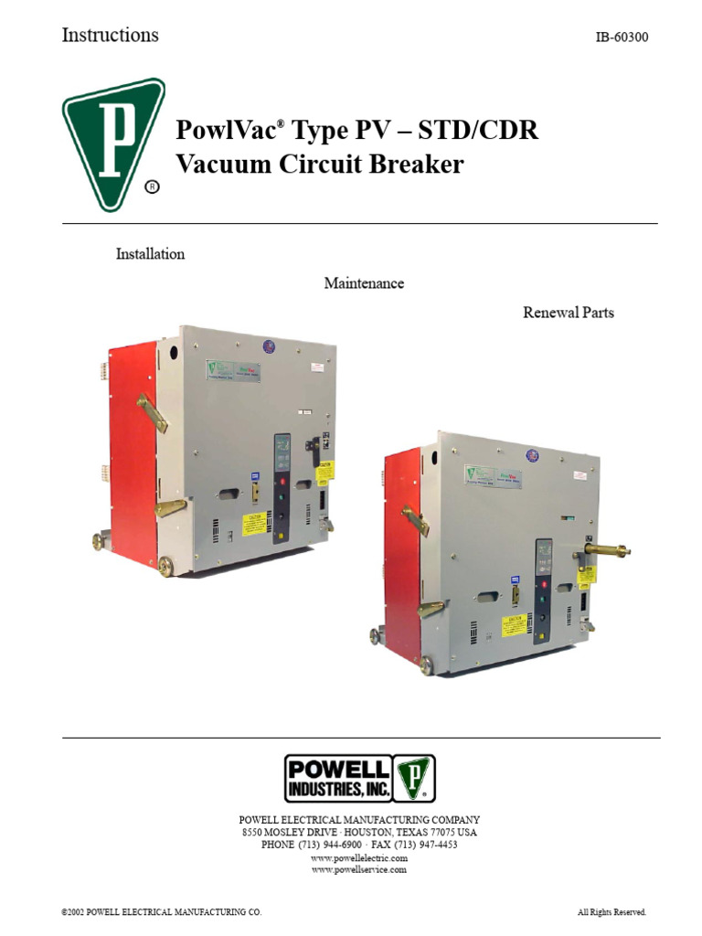 Powell - PowlVac Type PVSTD | PDF | Relay | Switch