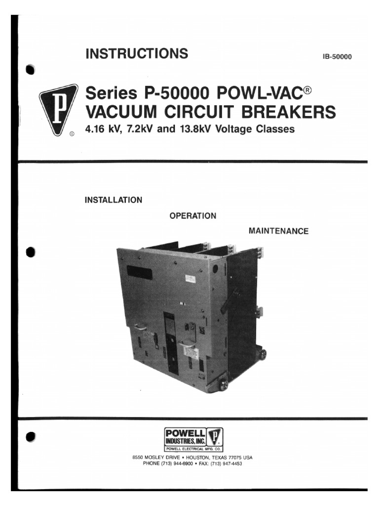 Powell IB-50000 Series P-50000 Powl-Vac Vacuum Circuit Breakers 4.16kV ...