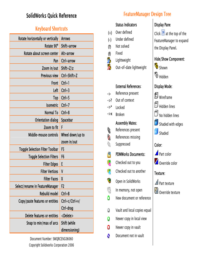 Solidworks quick_reference | PDF | System Software | Computing
