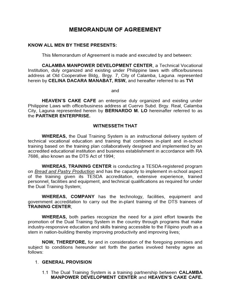 SAMPLE DTS MOA 2019 | PDF | Alternative Dispute Resolution | Dispute ...