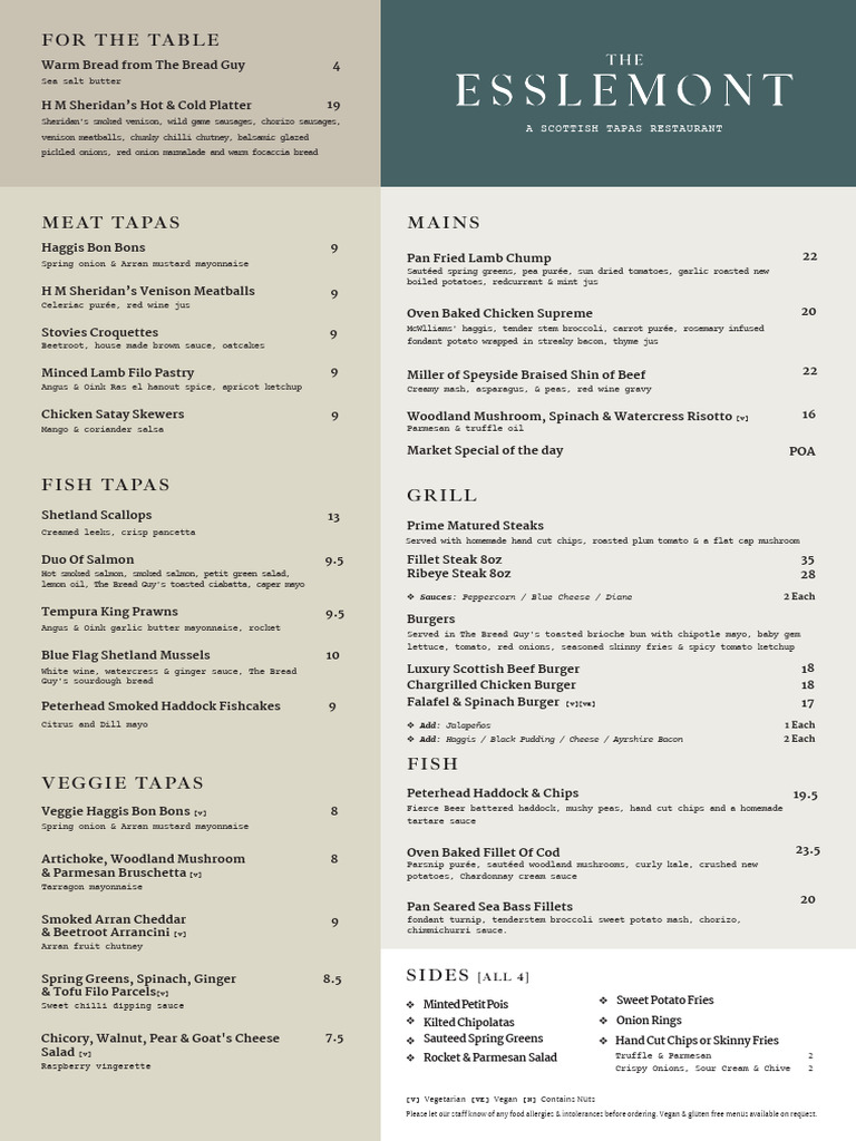 Esslemont Main Menu Spring 2024 | PDF | Hamburgers | French Fries