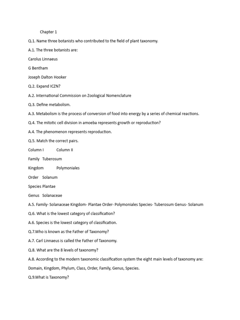Biology Questions | PDF | Taxonomy (Biology) | Bacteria