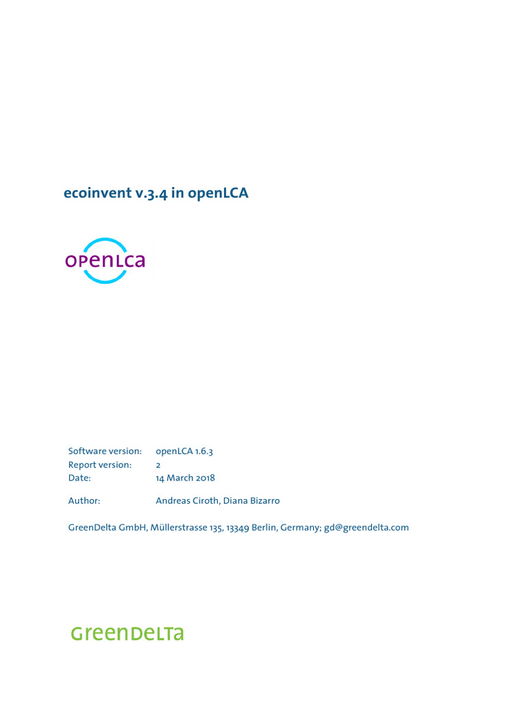 Data For GHG Inventory: Ecoinvent - 3 - 4 - in - openLCA - 2 | PDF | Life Cycle Assessment ...