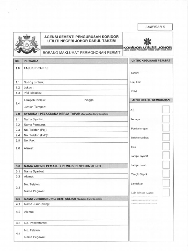 Lampiran 5-Borang Maklumat Permohonan Permit | PDF