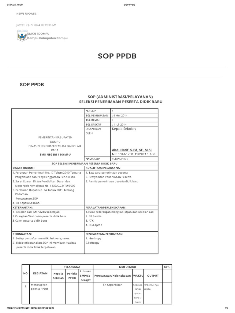 Sop PPDB | PDF