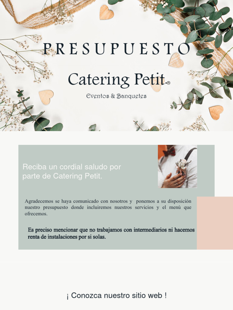 Presupuesto Catering | Descargar gratis PDF | ensalada | Alimentos