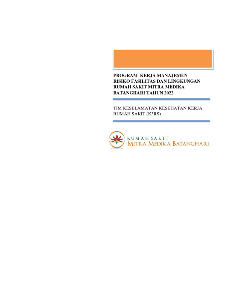 PROGRAM KERJA MANAJEMEN RISIKO FASILITAS 2022 | PDF