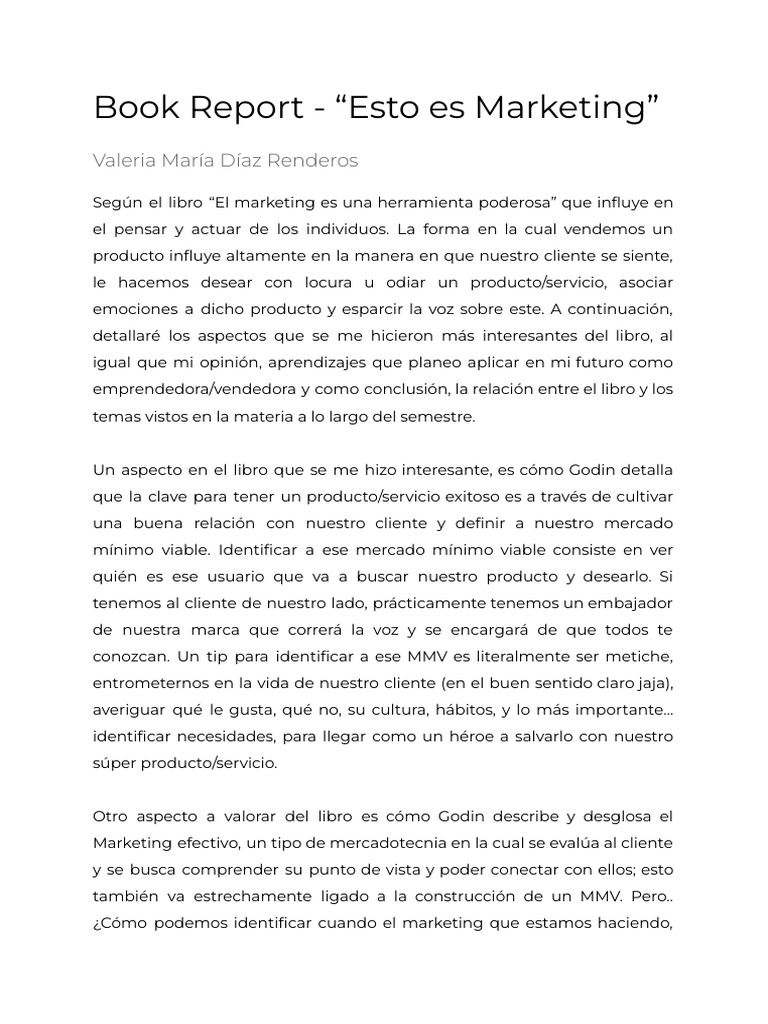 Book Report - Valeria Díaz | PDF | Marca | Marketing