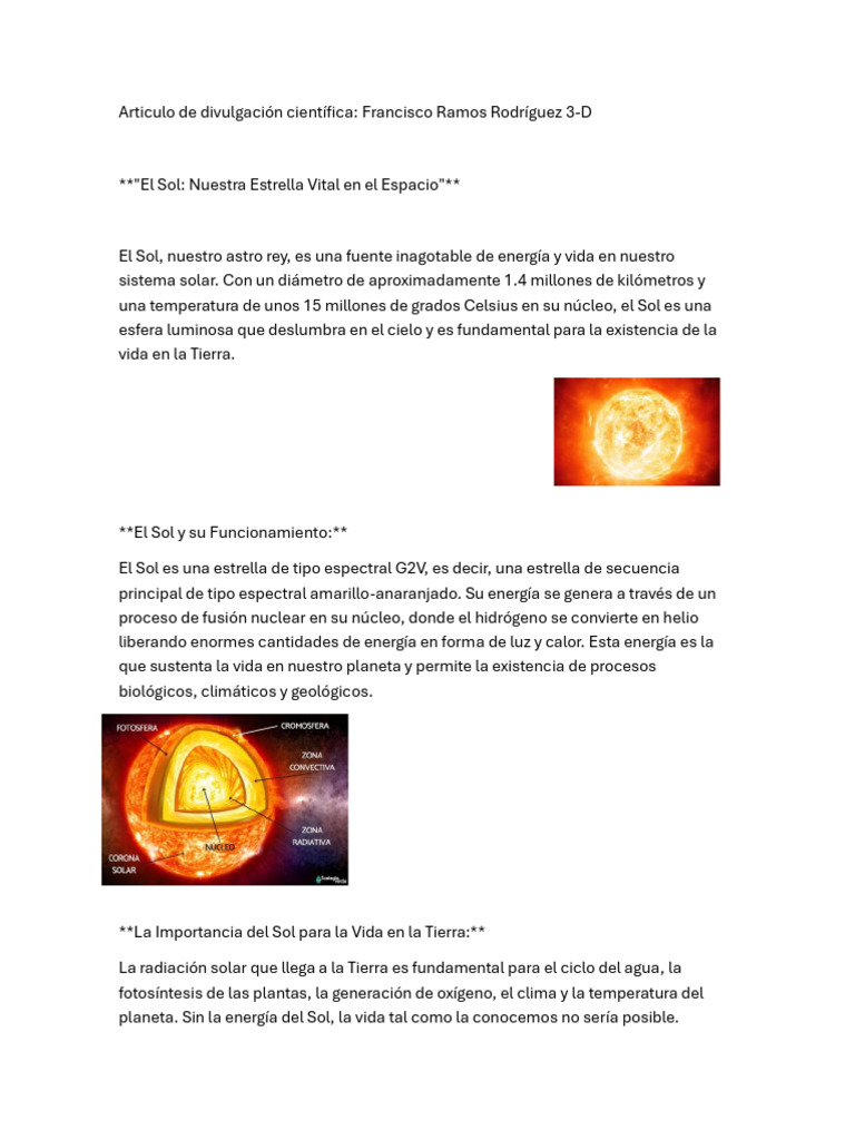 El Sol: Fuente de Vida y Energía | PDF | Dom | Estrellas