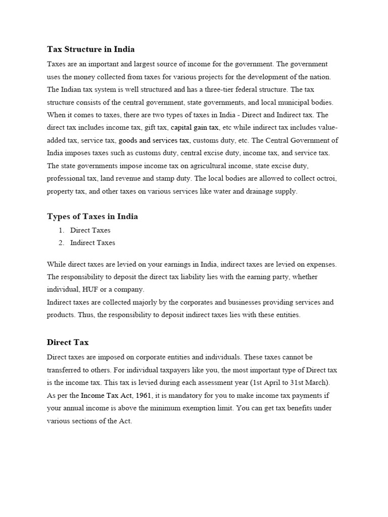 Tax Structure in India | PDF | Taxes | Value Added Tax