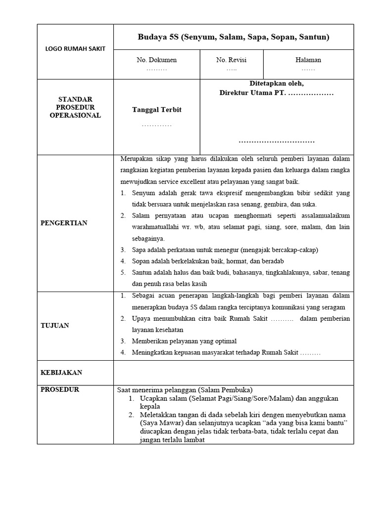 Budaya 5S (Senyum Sapa Salam Sopan Santun) | PDF