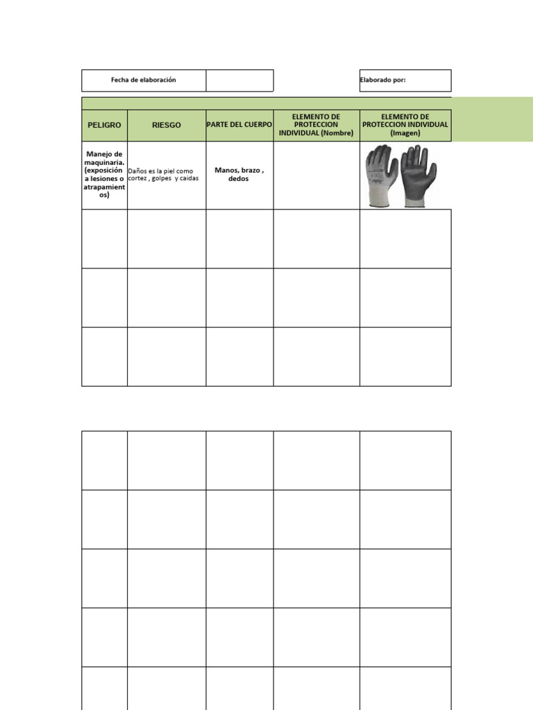 Matriz EPP-Plantilla | PDF | Guante