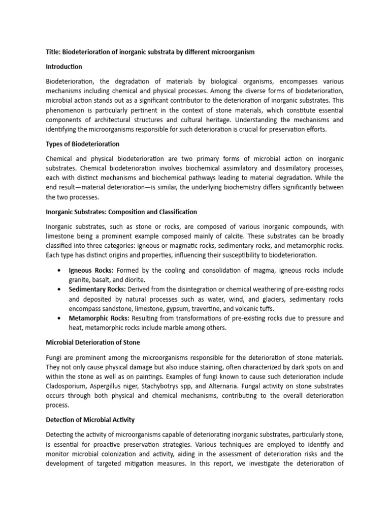 Biodeterioration of Inorganic Substrata | PDF | Rock (Geology ...