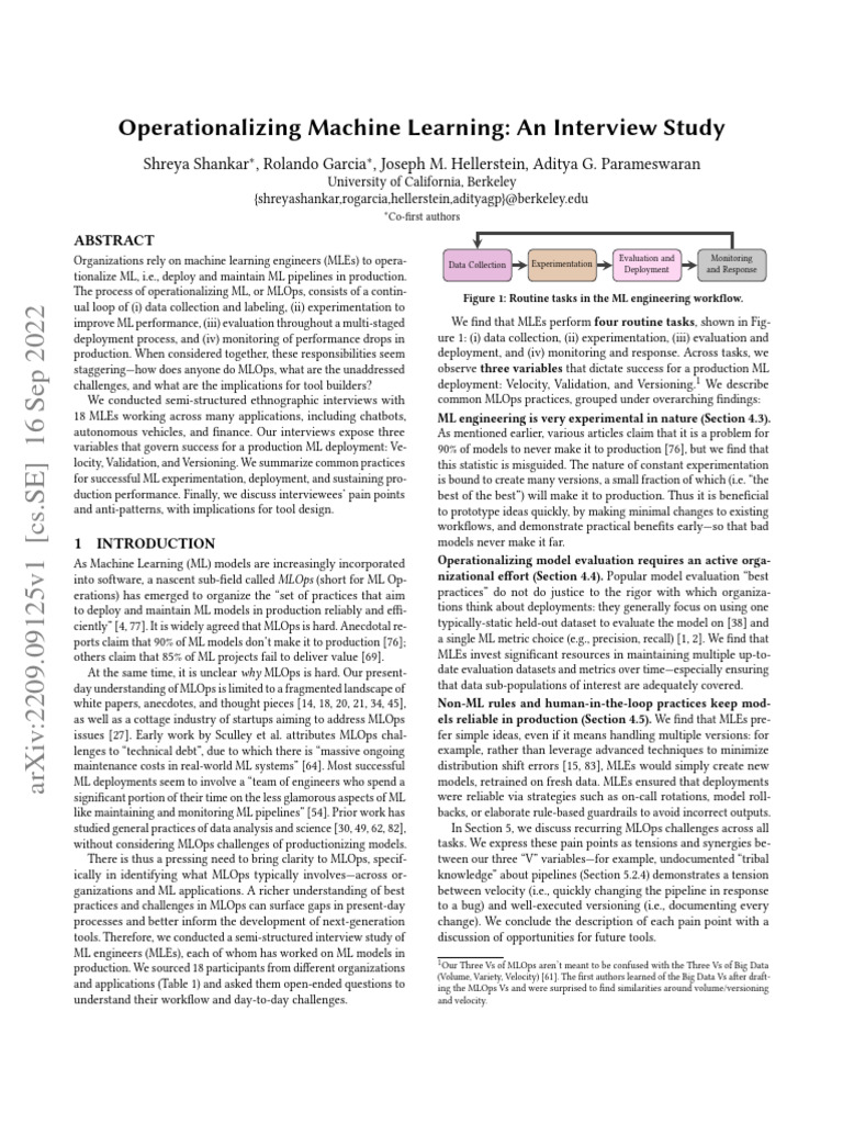 Operationalizing Mchine Learning - An Interview Study | PDF | Machine Learning | Software Bug
