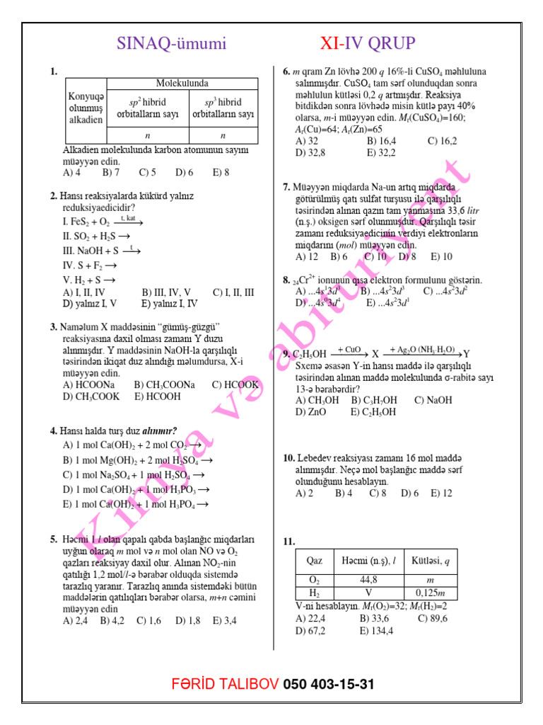 SINAQ 11 4 (Ümumi) | PDF