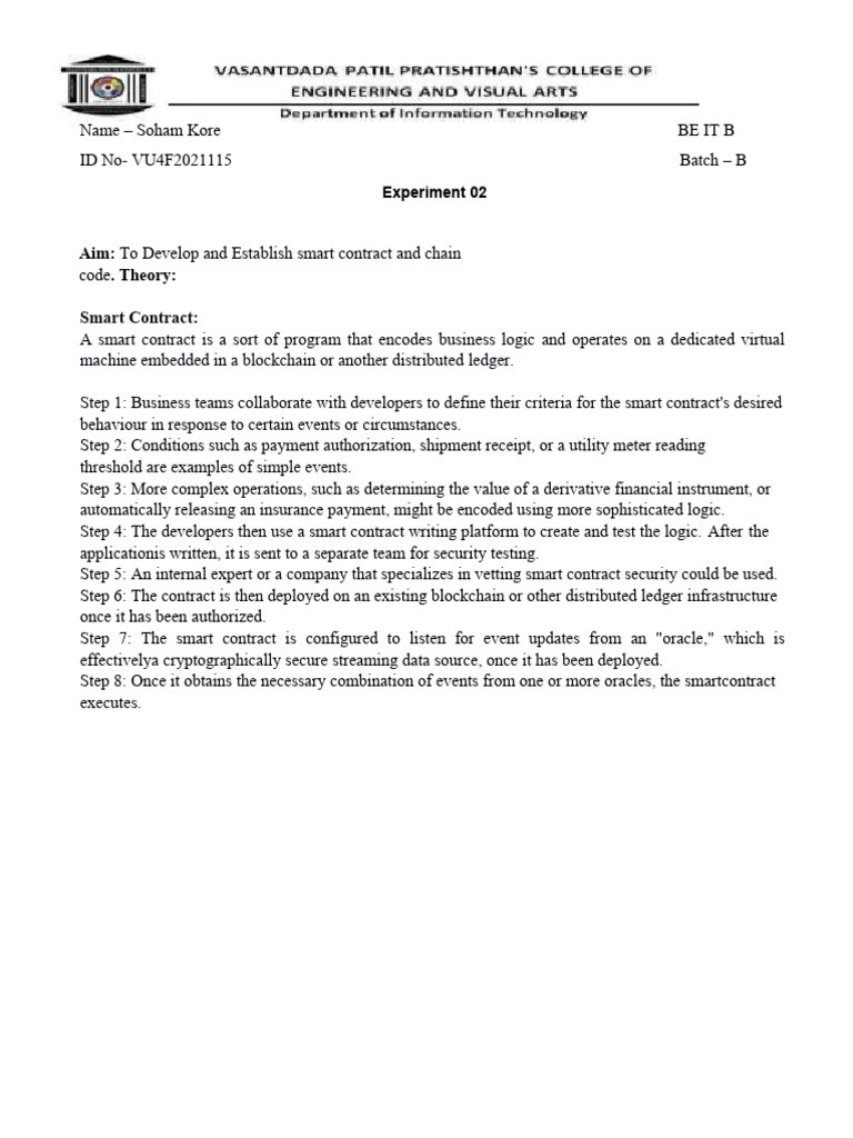 blockchain lab SOHAM KORE EXP-2 | PDF | Computer Science | Software Engineering