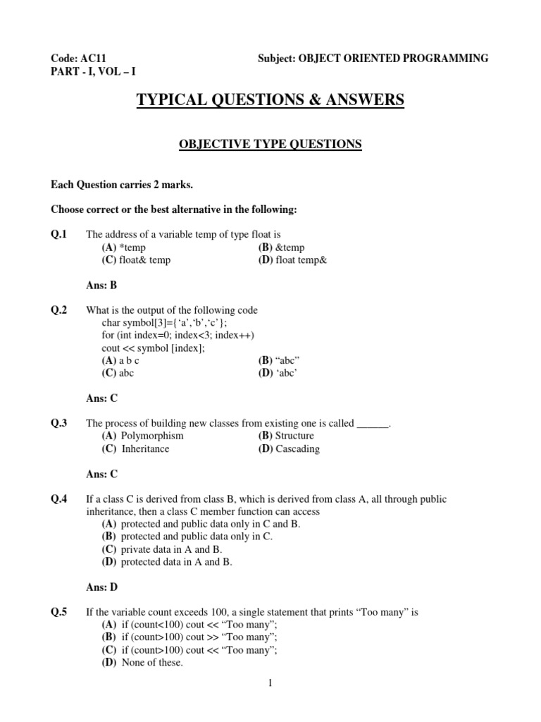 Code AC11 Subject OBJECT ORIENTED PROGRA | PDF | Pointer (Computer Programming) | C++