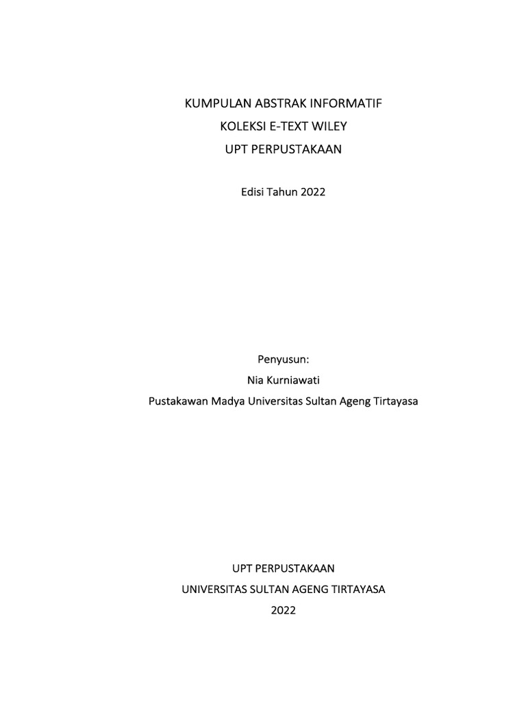 Kumpulan Abstrak Informatif Koleksi E-Text Perpustakaan Untirta | PDF