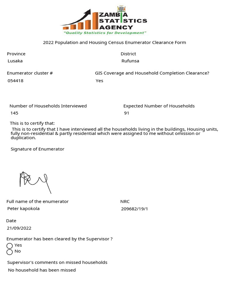 Enumerator Clearance | PDF | Finance & Money Management | Home & Garden
