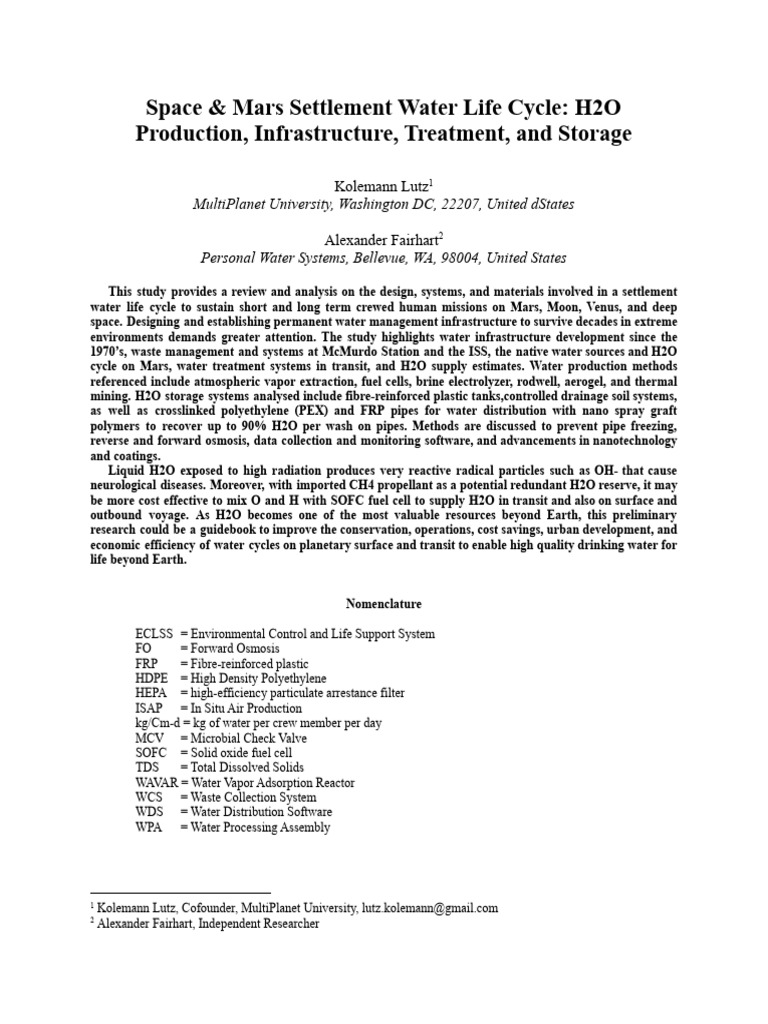 Mars Settlement | Download Free PDF | Water | Mars