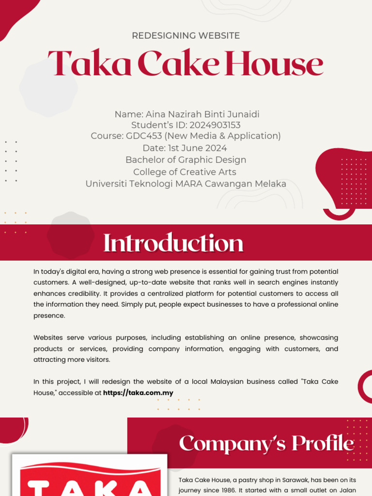 GDC453 Assignment 2 - Taka Cake House | PDF | Bakery | Typography