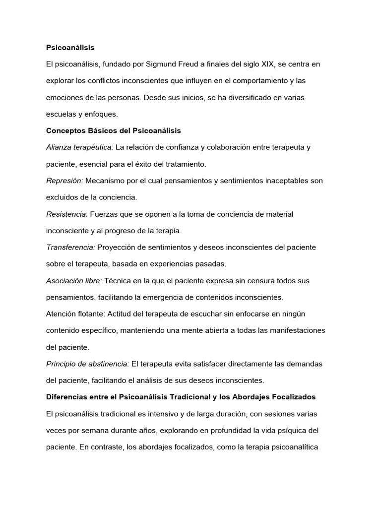 Resumen Psicoanálisis | PDF | Psicoanálisis | Mente inconsciente