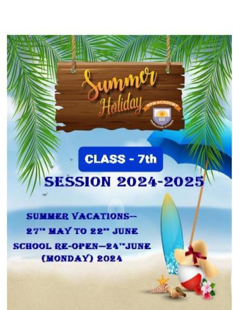 Holiday Homework (Class 7th) | PDF