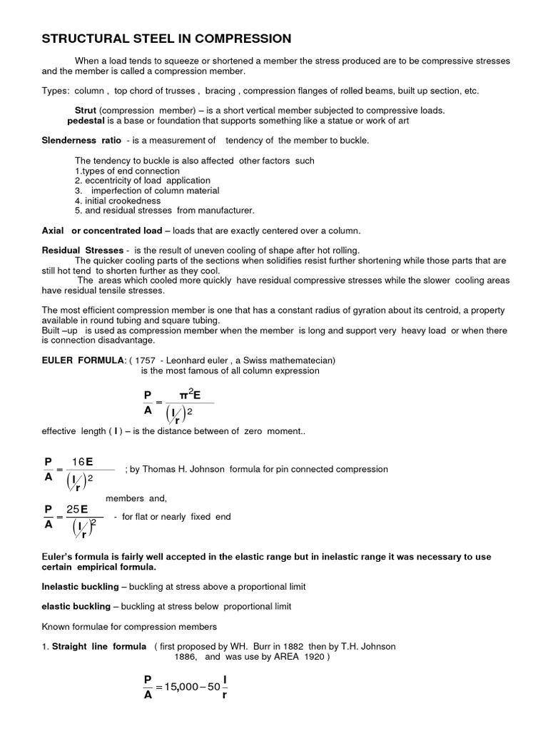 Struct. Steel in Compression | PDF | Buckling | Mechanical Engineering