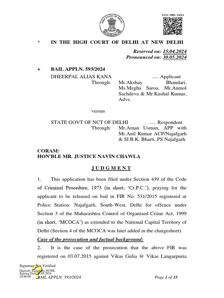 Bail Application - 1 | PDF | Bail | Criminal Law