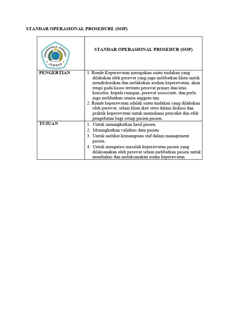 Sop Ronde Keperawatan | PDF