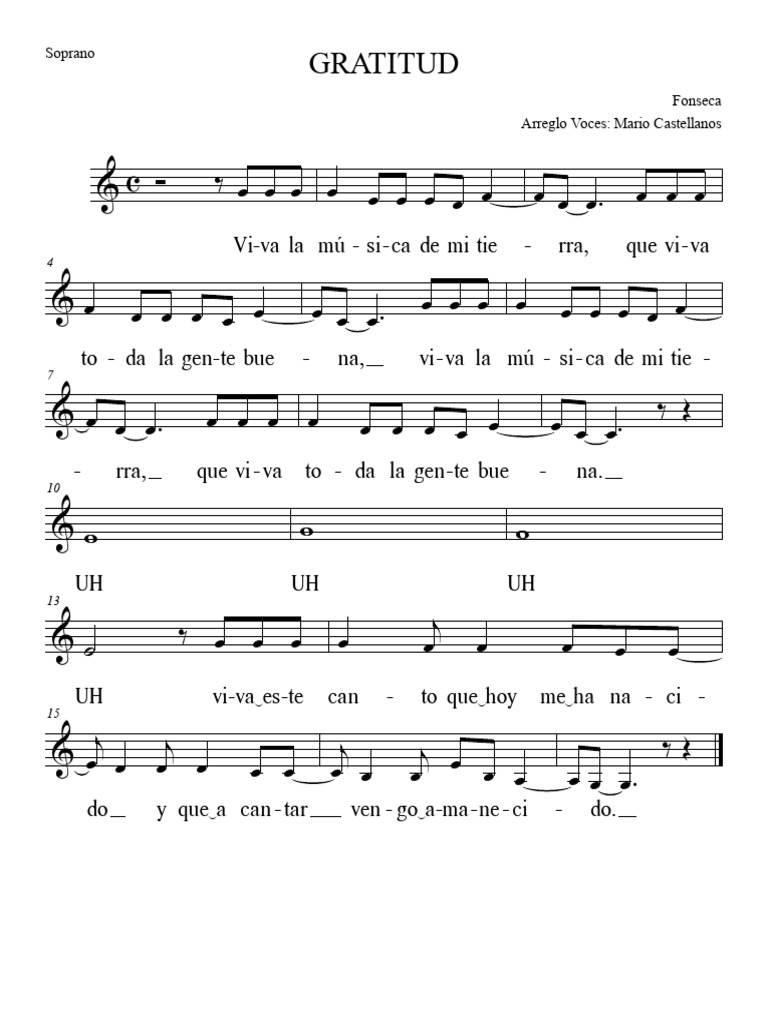 Gratitud - Fonseca (Voces Coro 1) - Soprano | PDF
