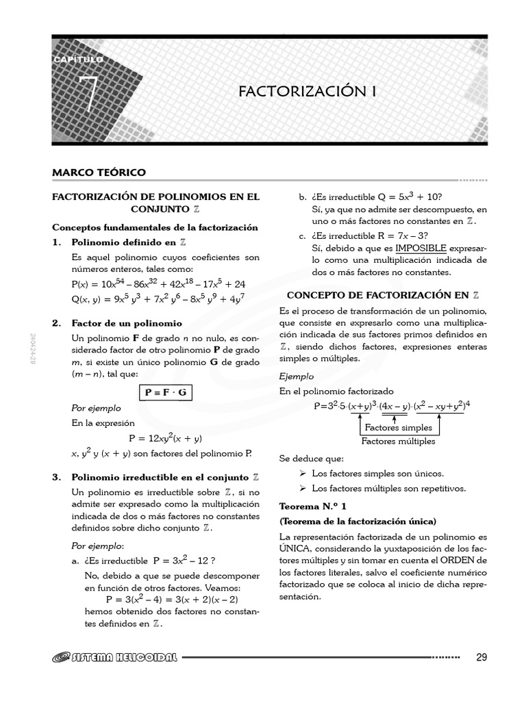 2_Alg_5° PRE_Cap7_2024 | Descargar gratis PDF | Factorización | Volumen