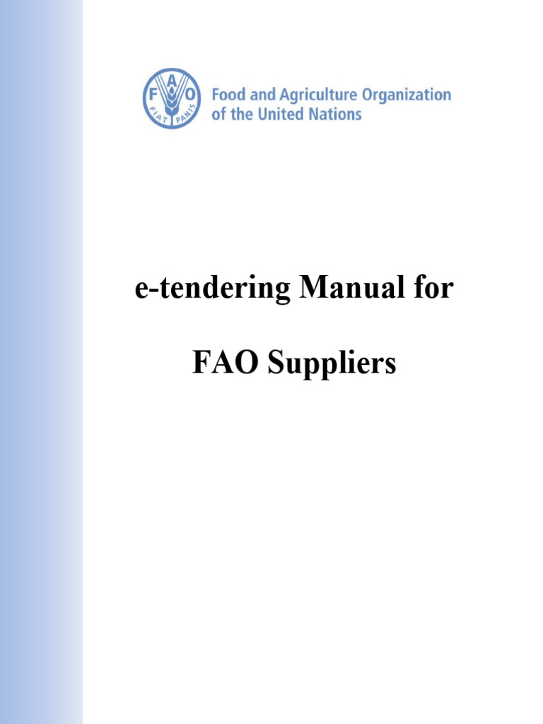 FAO User Manual E-Tendering For Suppliers | PDF | Food And Agriculture Organization | World Wide Web