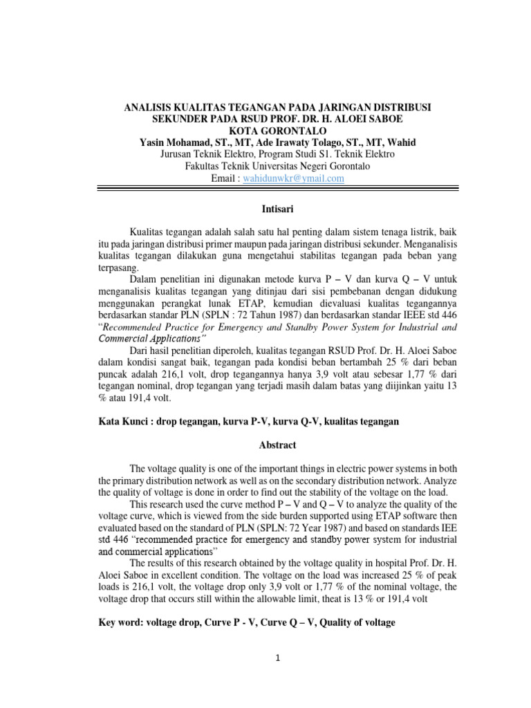 (123dok - Com) Intisari Kata Kunci Drop Tegangan Kurva P V Kurva Q V ...
