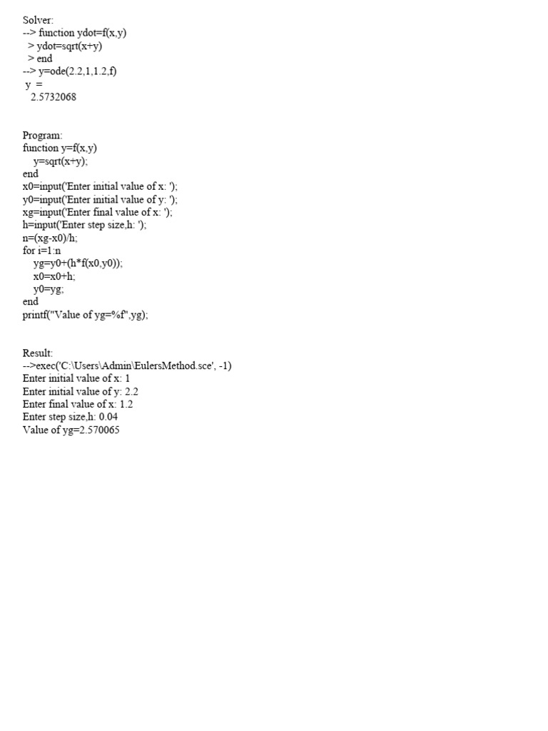 Euler's Method | PDF | Teaching Methods & Materials | Computers
