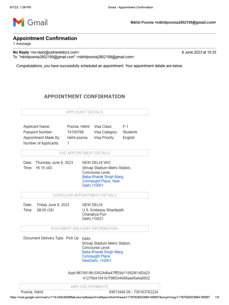 Appointment Confirmation | PDF | Travel Visa | Usb Flash Drive