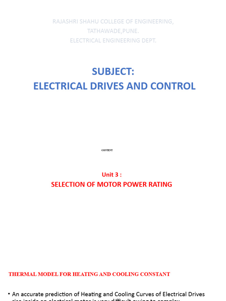 UNIT3-Selection of Motor | PDF | Engines | Steady State