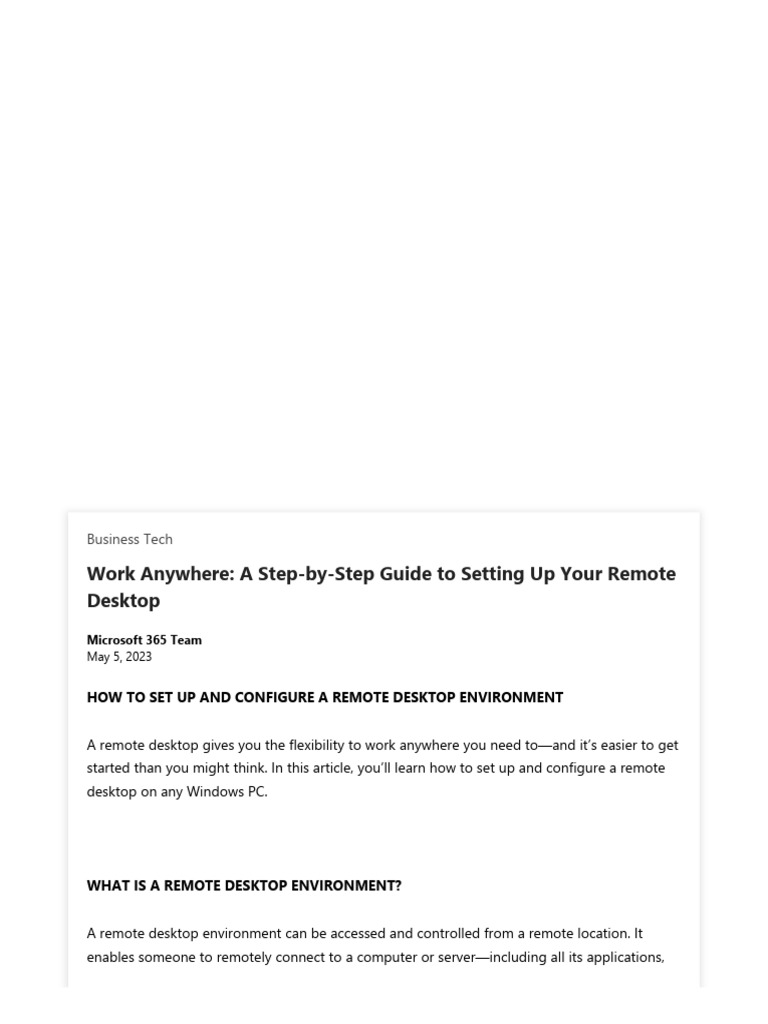 How To Set Up and Configure A Remote Desktop Environment | PDF | Remote Desktop Services ...