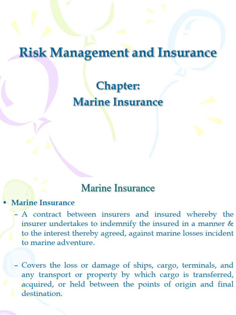 Marine Insurance Overview and Principles | PDF | Insurance | Subrogation