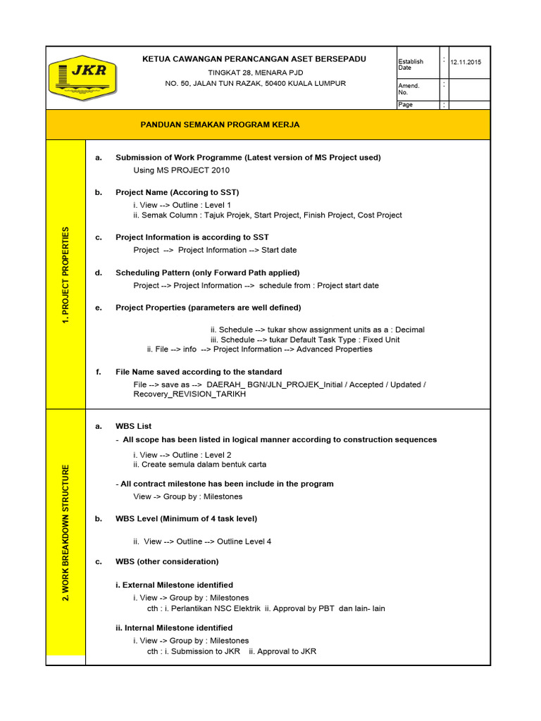 Checklist & Panduan Semakan CPM (Projek Jambatan Kg. Sungai Sol) | PDF ...